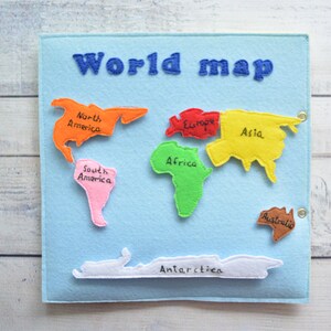 Felt World Map Busy Book Page Baby Activity Montessori Toy Toddler ...