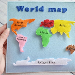 Felt World Map Busy Book Page Baby Activity Montessori Toy Toddler ...