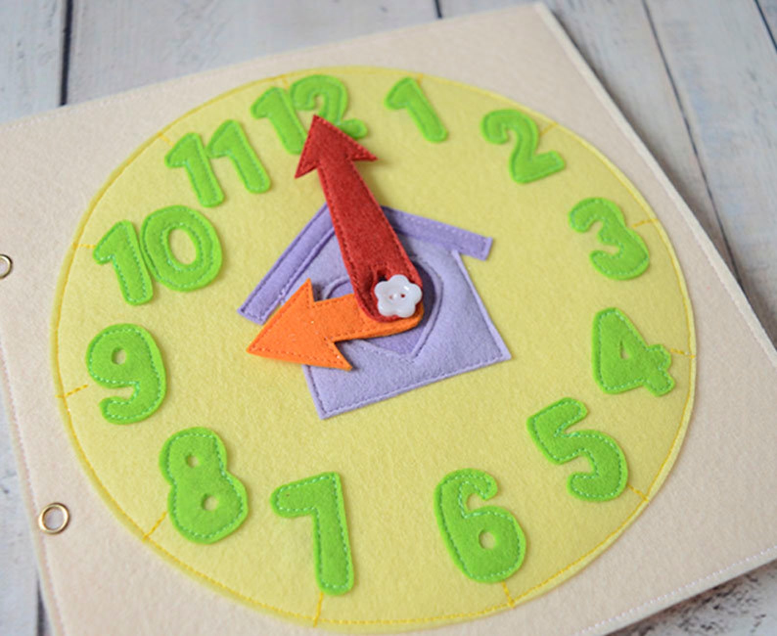 Busy Book Page Clok Quiet Book Page Felt Toddler Activity Book | Etsy