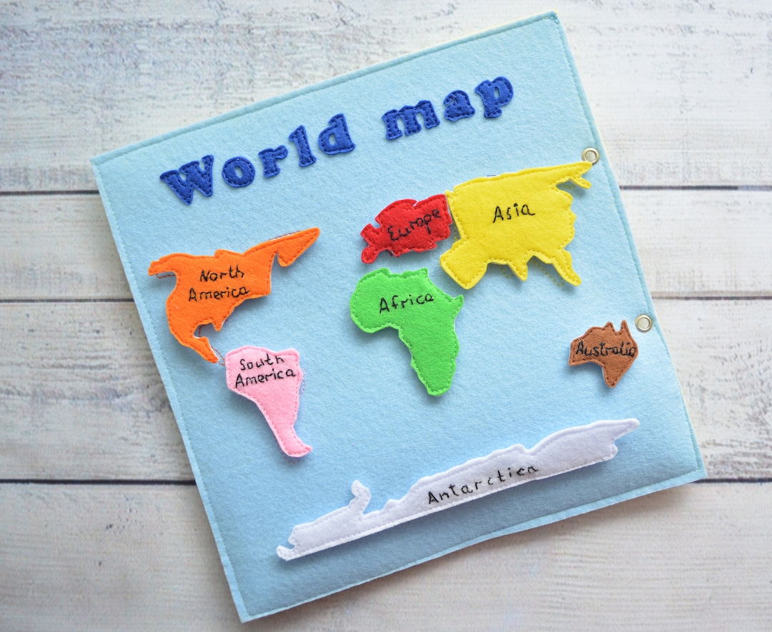 Felt World Map Busy Book Page: Montessori Toddler Toy - Etsy