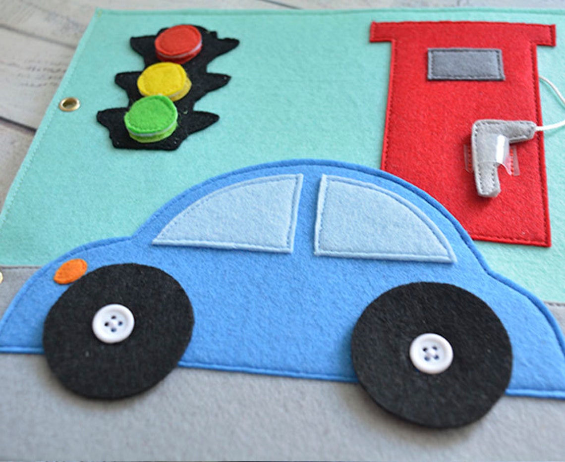 Quiet book page for boy Toddler busy activity book page Car | Etsy