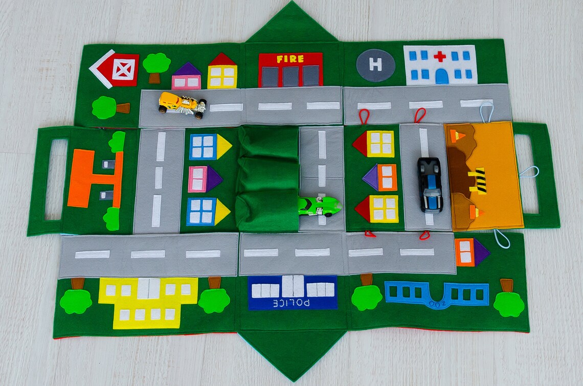 Felt Car Play Mat Kids Road Map Play Mat Track for Boy Toy Car - Etsy ...