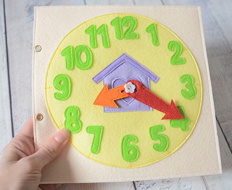 Busy Book Page Clok Quiet Book Page Felt Toddler Activity Book | Etsy