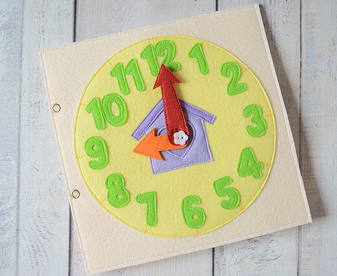 Busy Book Page Clok Quiet Book Page Felt Toddler Activity Book - Etsy