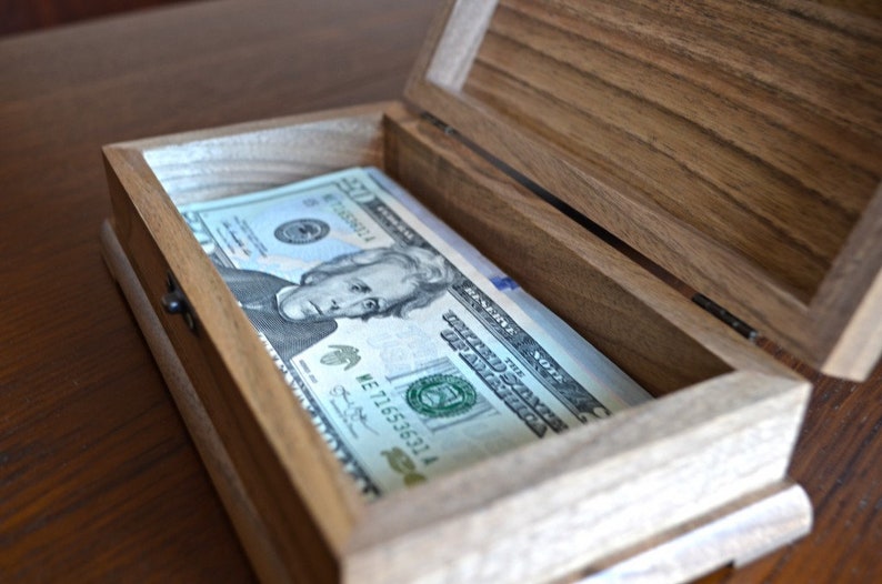 Walnut Petty Cash Box Wooden Box for Money - Etsy