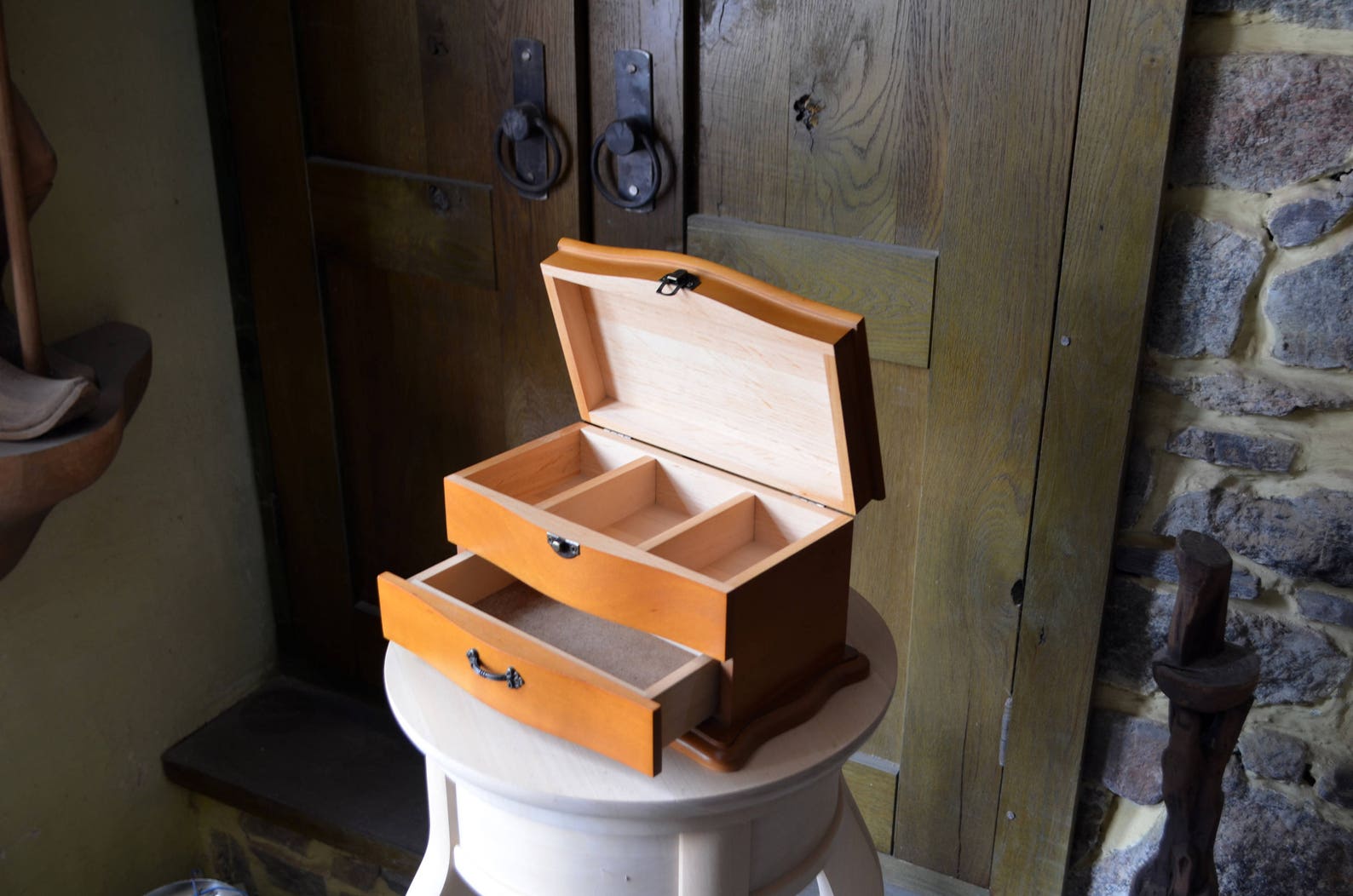 A Wooden Keepsake Box With Drawers and a Lid - Etsy