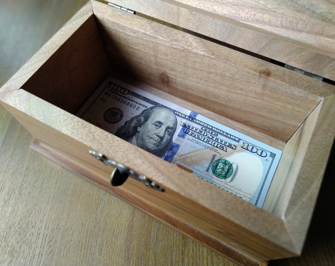Large Wood Cashbox A Walnut Box for Money - Etsy
