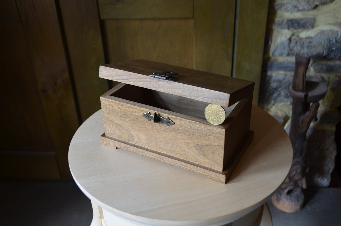 Large Wood Cashbox A Walnut Box for Money - Etsy