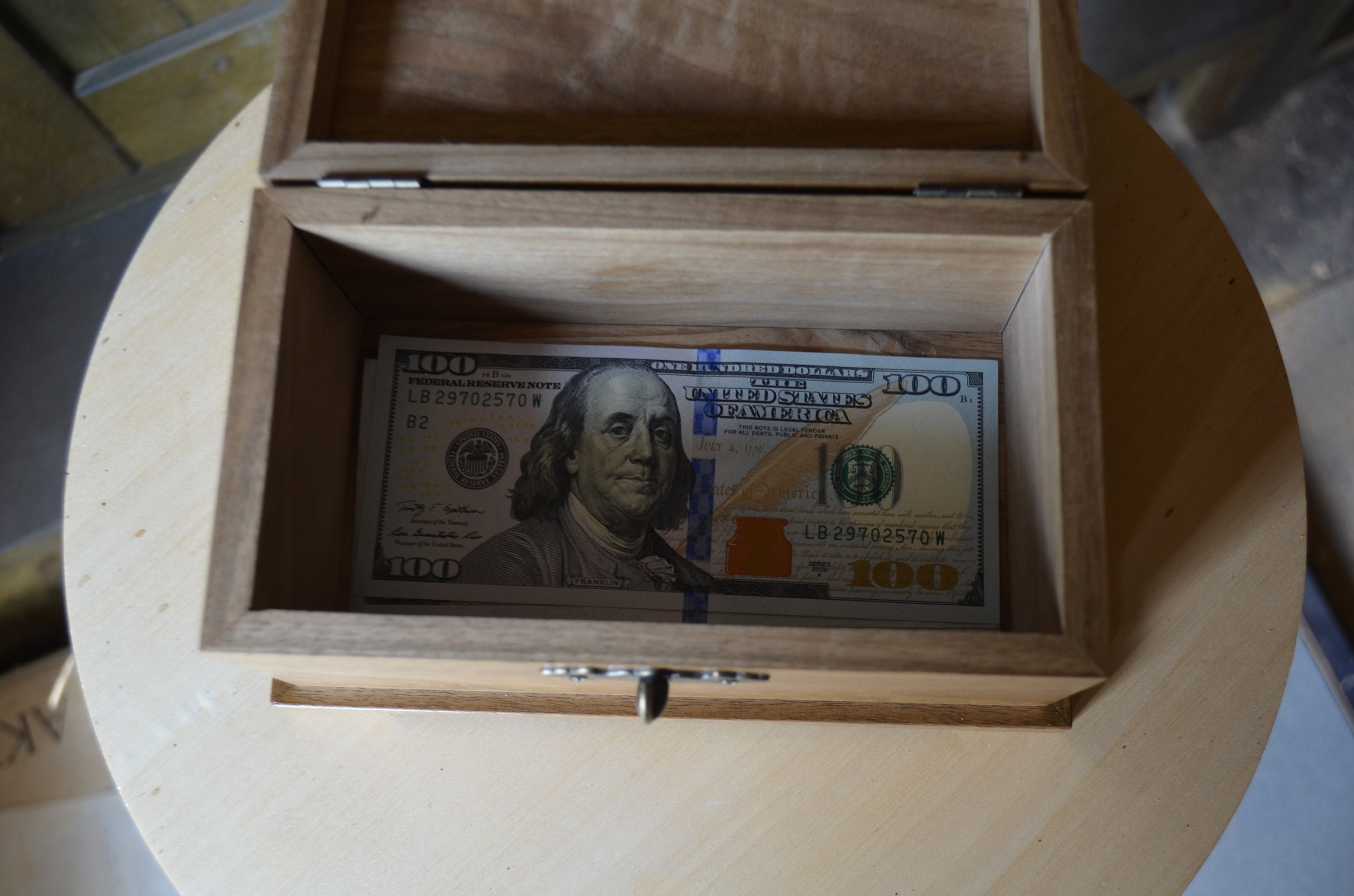 Large Wood Cashbox A Walnut Box for Money - Etsy