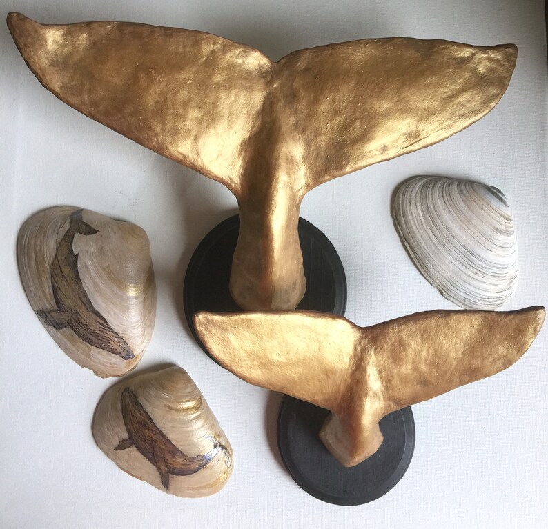 Paper Mache Whale Tail in Antique Gold Finish Humpback Whale - Etsy