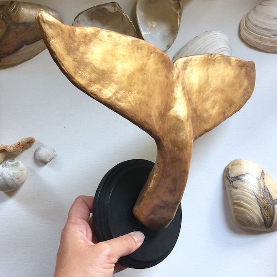 Paper Mache Whale Tail in Antique Gold Finish Humpback Whale - Etsy