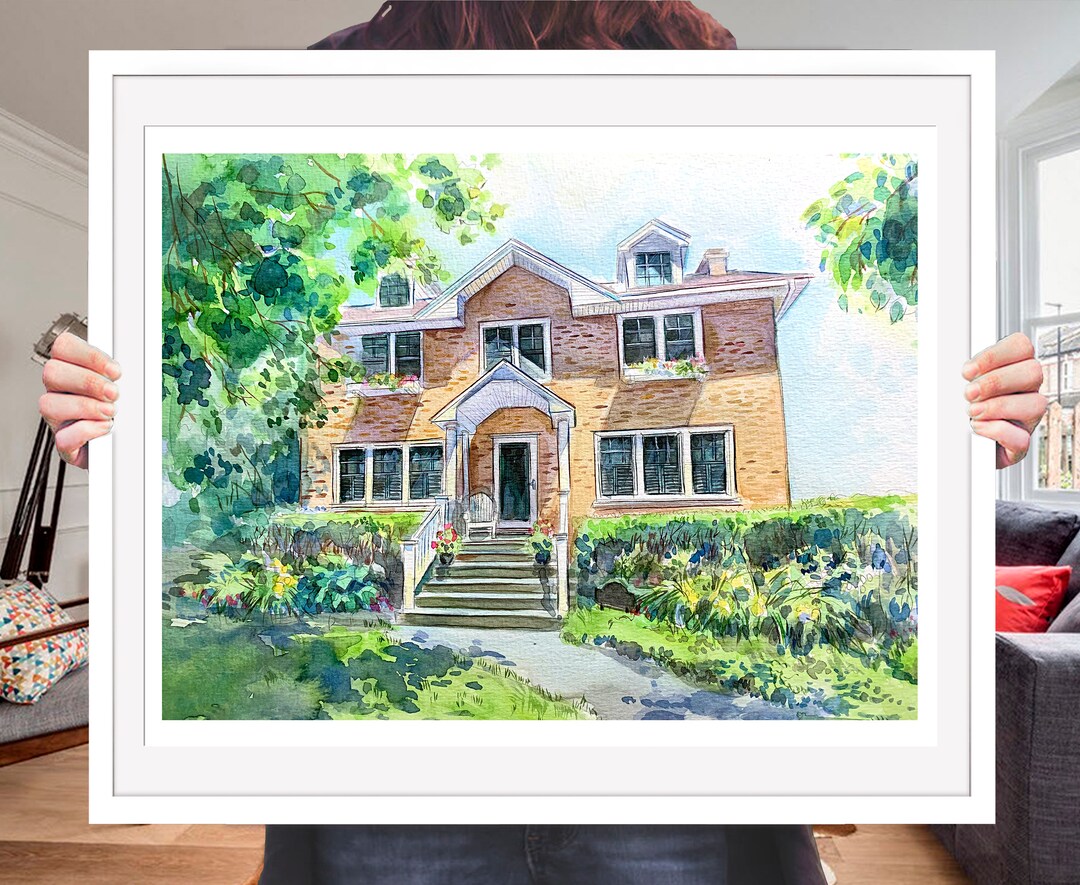 Custom Home Portrait, House Portrait, Watercolor Painting, Watercolor ...