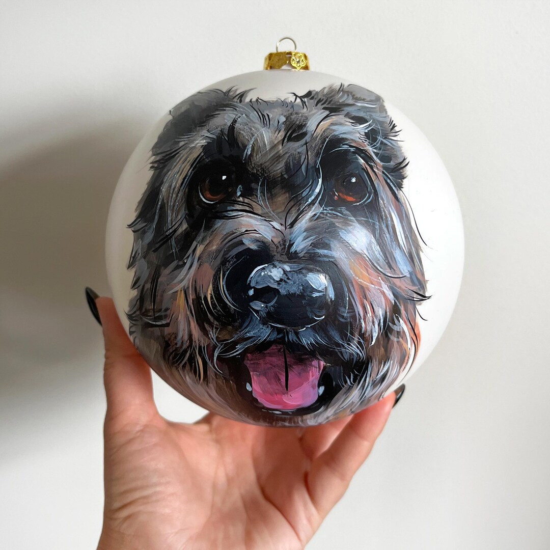 Hand-painted Pet Portrait Ornament, Custom Dog Christmas Decoration ...
