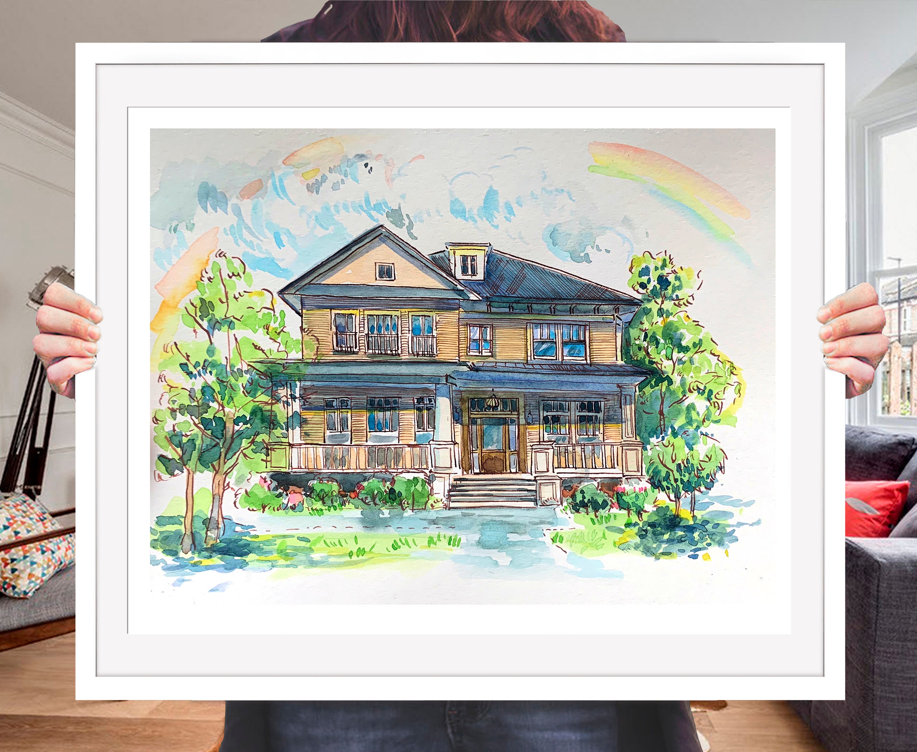 Custom Home Portrait House Portrait Home Painting | Etsy