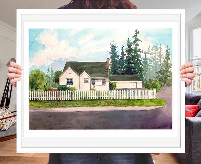 Custom Home Portrait House Portrait Home Painting - Etsy