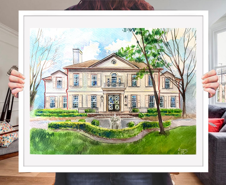 Custom Home Portrait House Portrait Watercolor Painting | Etsy