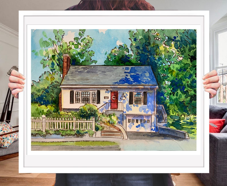 Custom Home Portrait House Portrait Watercolor Painting | Etsy