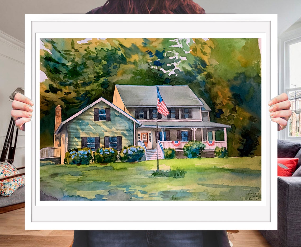 Custom Home Portrait House Portrait Home Painting - Etsy