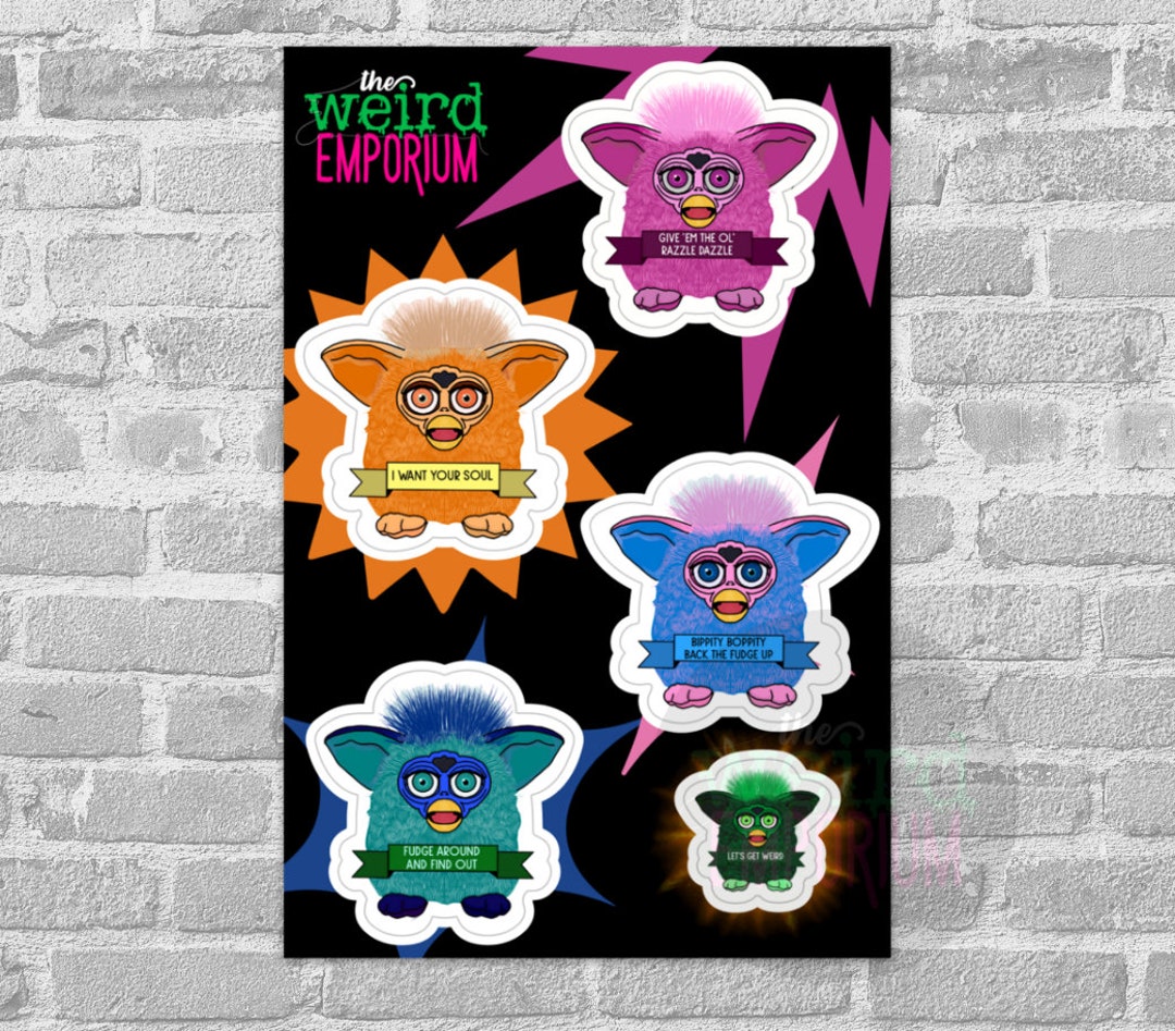 4" X 6" Furby Sticker Sheet, Furbies Sticker, 90's Sticker, Cryptid ...