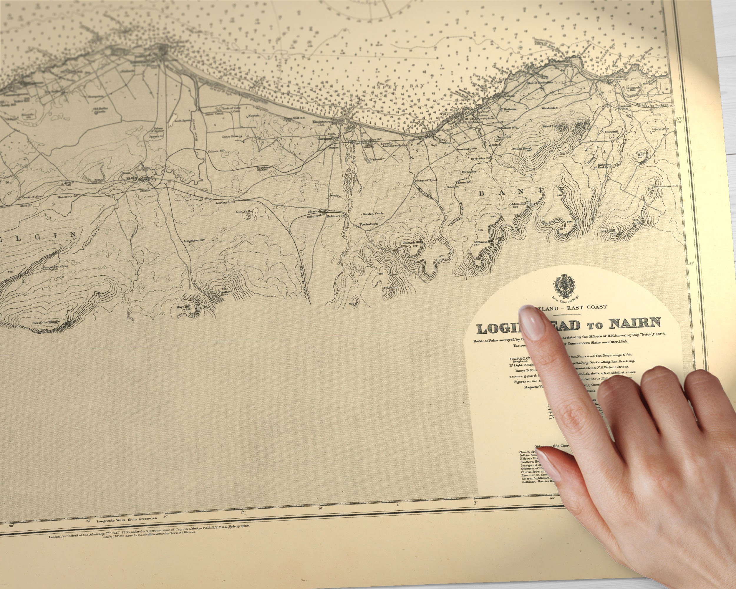 Logie Bay | Old Map of Aberdeenshire – Sea Chart Print - Findhorn ...