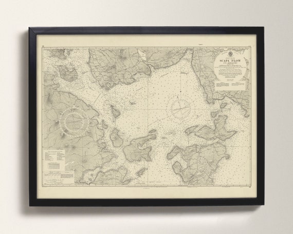 Scapa Flow Historical Maritime Sea Chart Print old Map of | Etsy