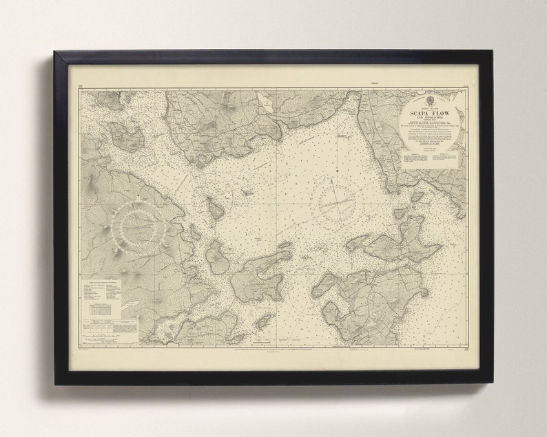 Scapa Flow | Historical Maritime Sea Chart Print – old Map of Shetland ...