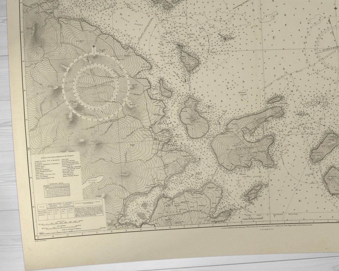 Scapa Flow Historical Maritime Sea Chart Print old Map of - Etsy