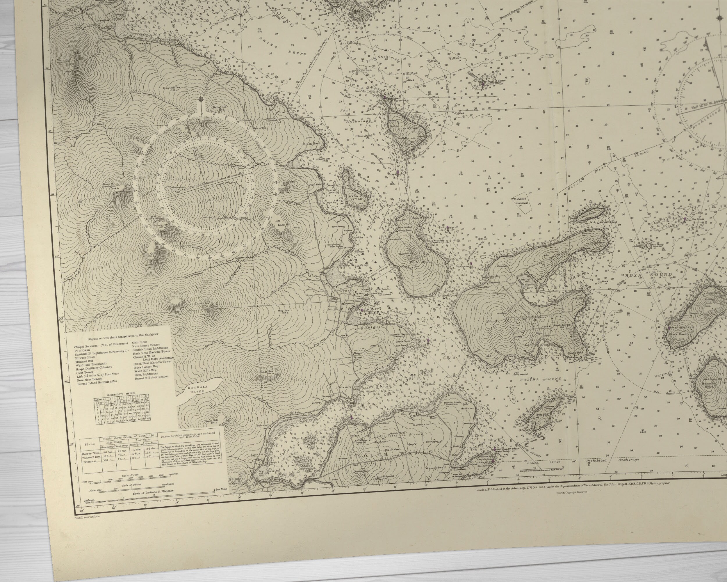 Scapa Flow Historical Maritime Sea Chart Print old Map of - Etsy