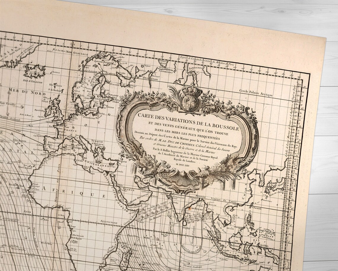 Old Sea Chart of the World Historical Nautical Sea Atlas, Map Print ...