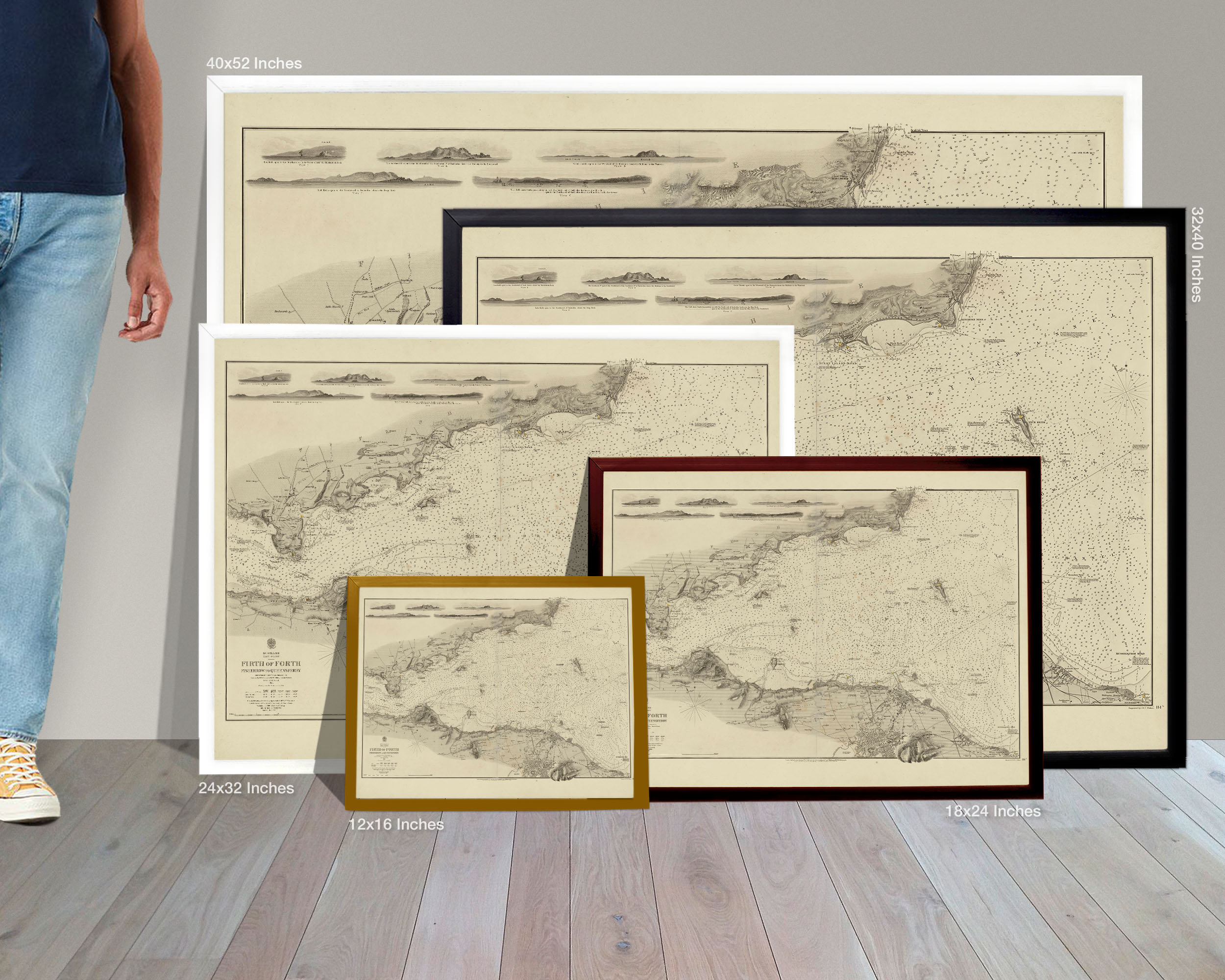 Firth of Forth | Historical Maritime Sea Chart Print - Old Map of ...