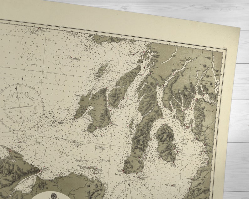 Firth of Clyde Western Approaches Vintage Nautical Map of Approach to ...