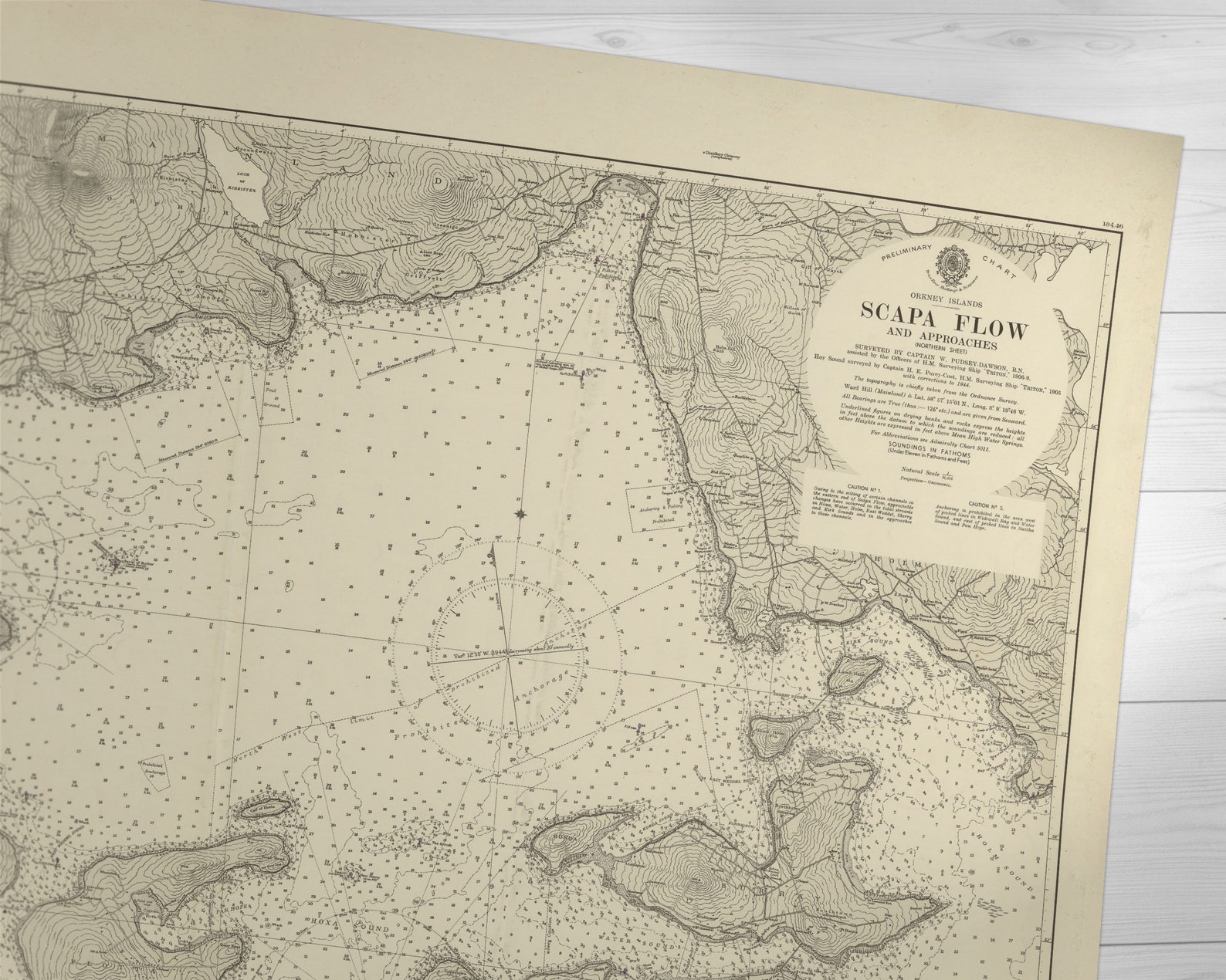 Scapa Flow Historical Maritime Sea Chart Print old Map of - Etsy