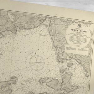 Scapa Flow | Historical Maritime Sea Chart Print – old Map of Shetland ...