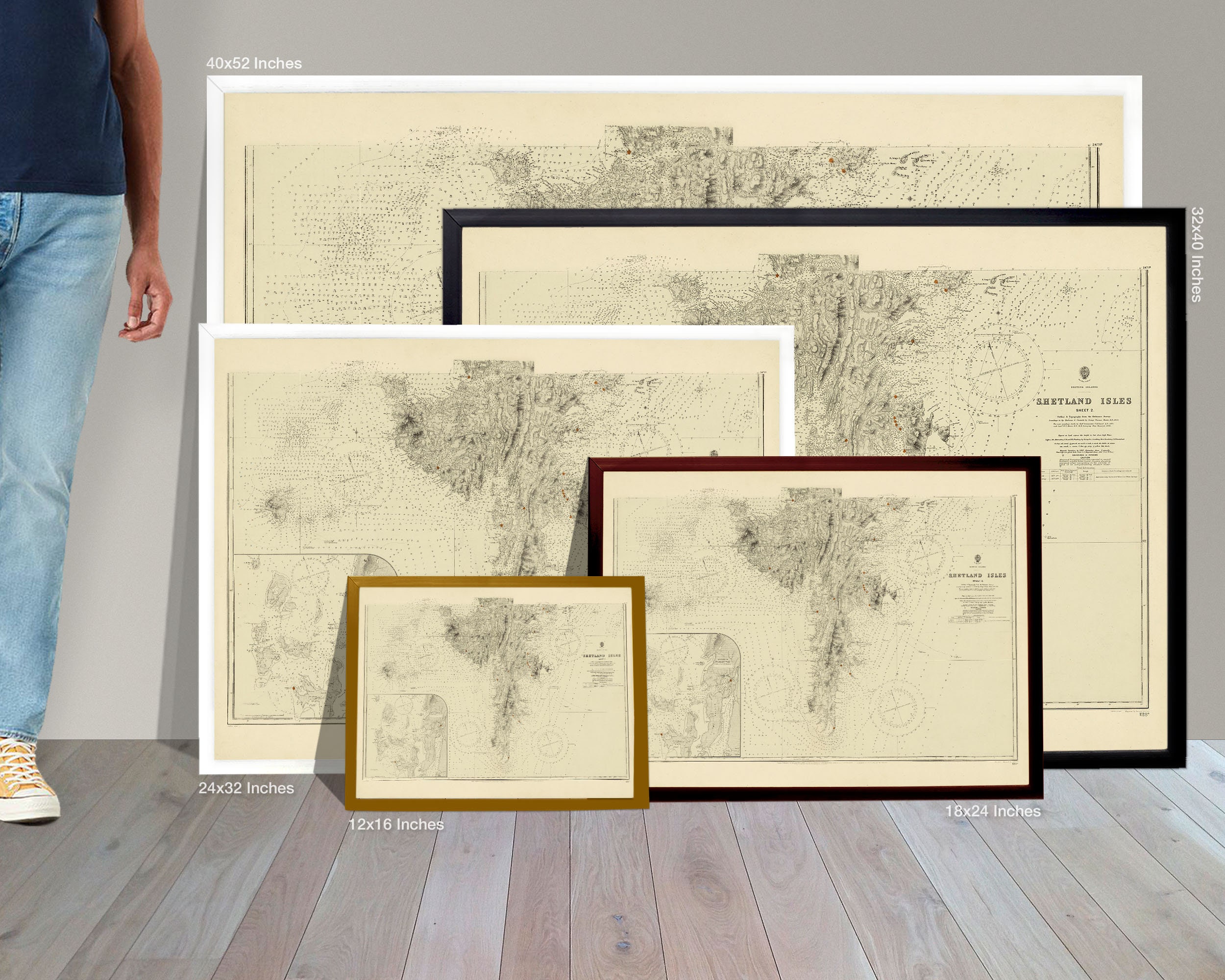 Shetland Isles [south] | Old Sea Chart Print - Dunrossness, Lerwick ...