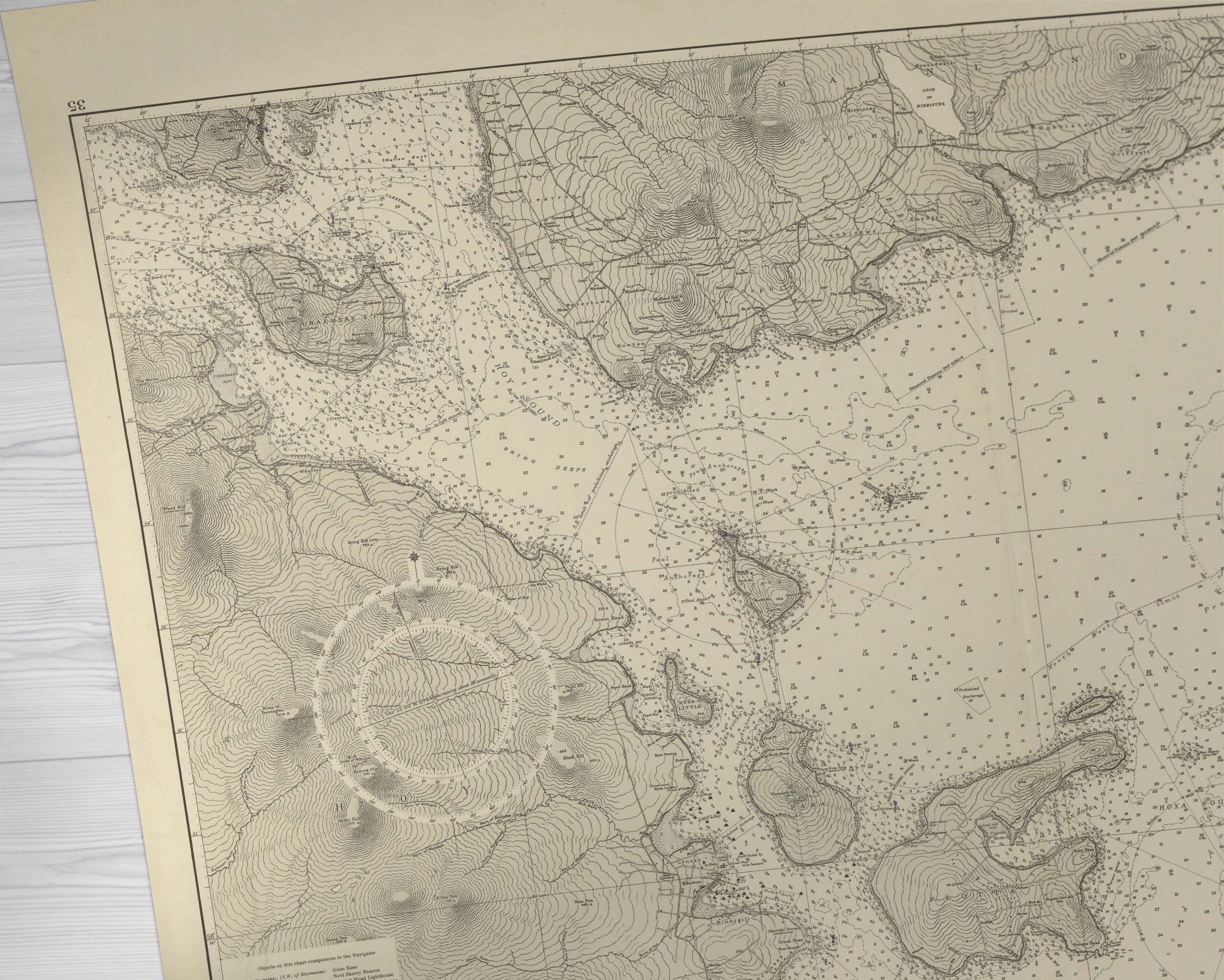 Scapa Flow Historical Maritime Sea Chart Print old Map of - Etsy