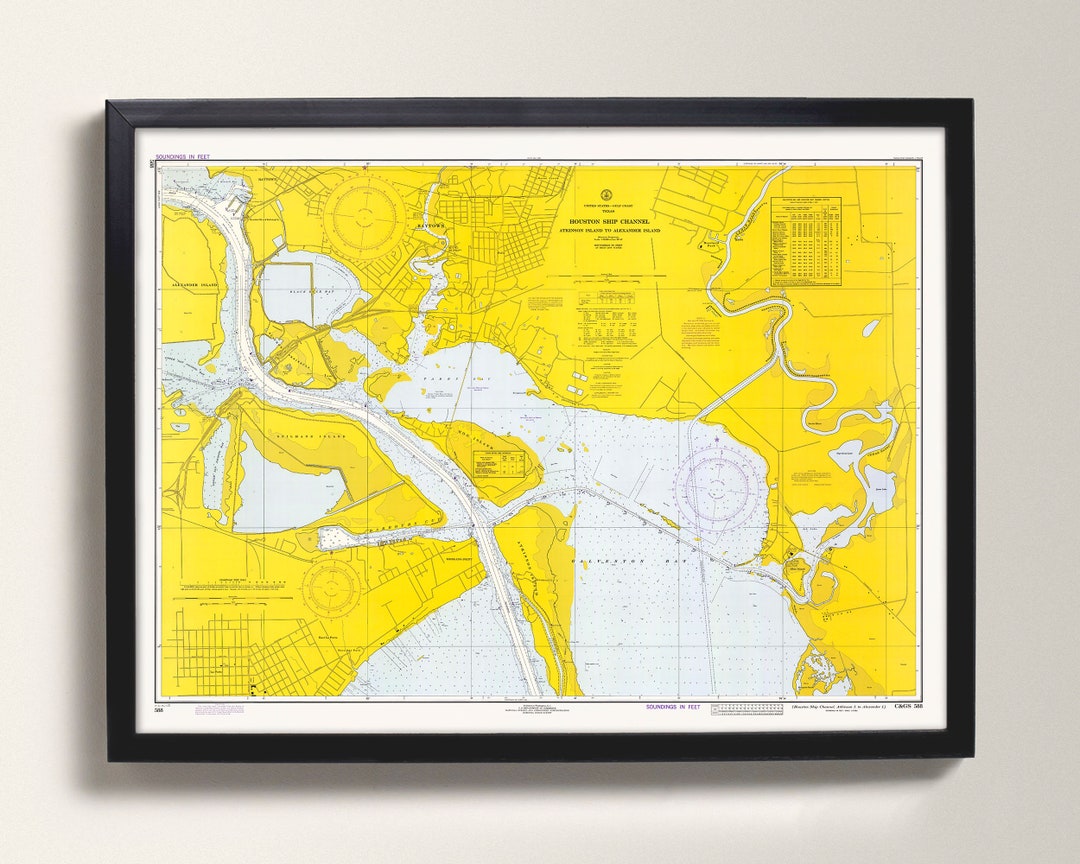 Houston Harbor | Old Map of Houston – print – Houston Port, Texas ...