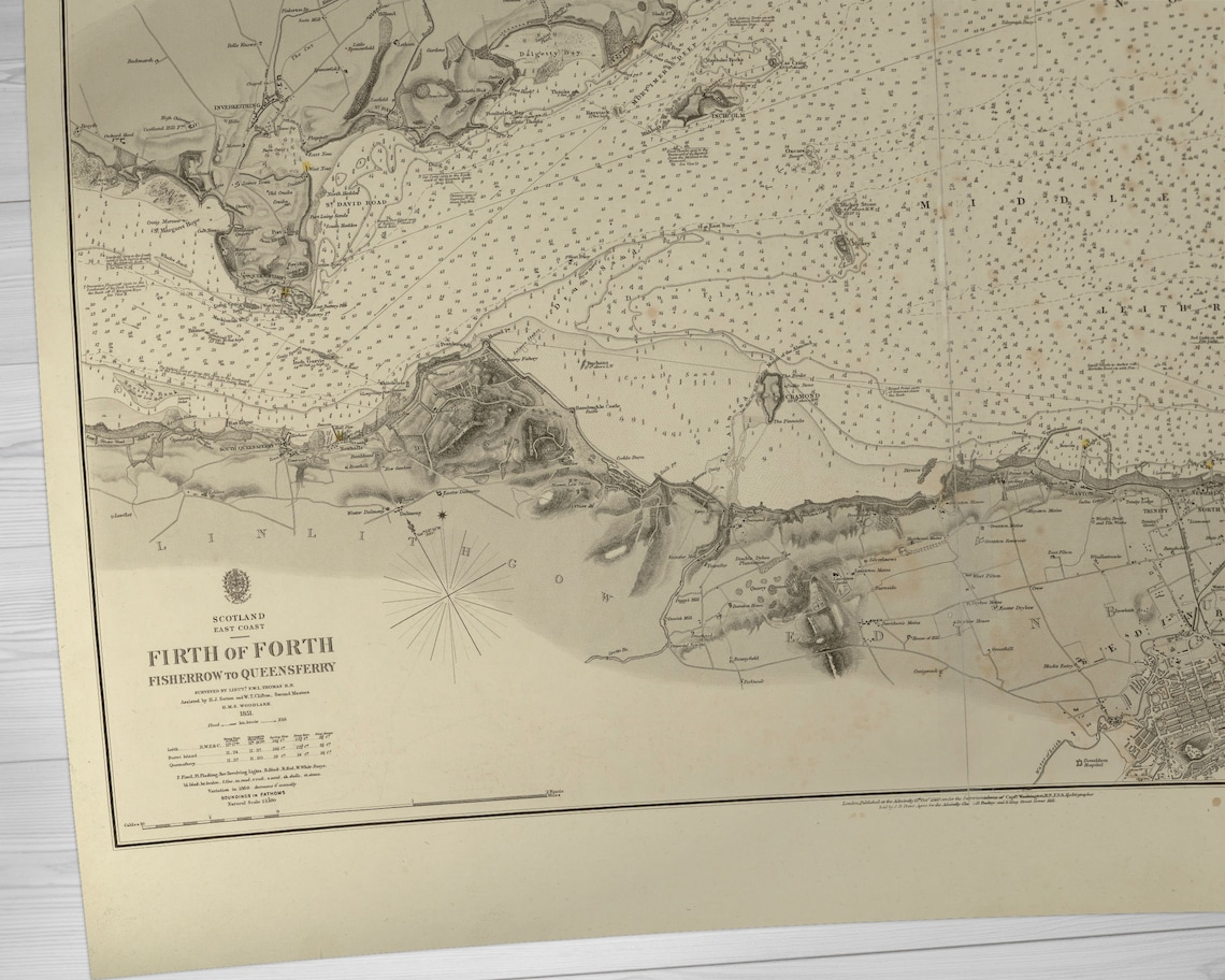 Firth of Forth | Historical Maritime Sea Chart Print - Old Map of ...