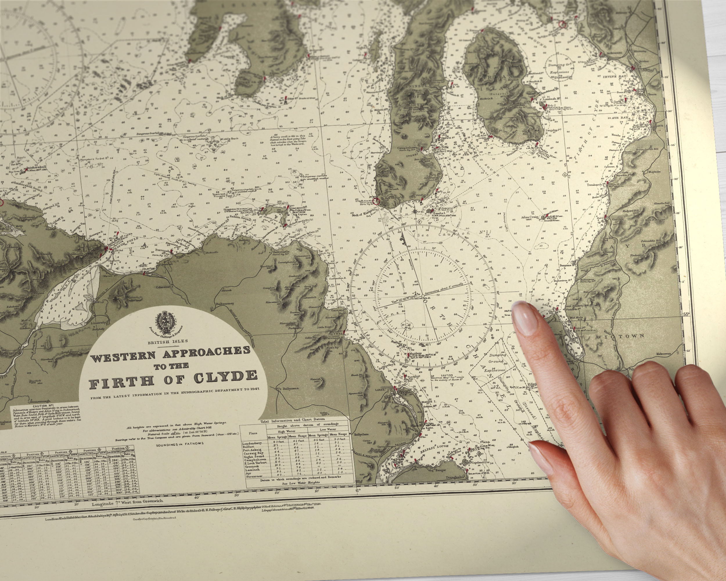 Firth of Clyde - Western Approaches | Vintage Nautical Map of Approach ...