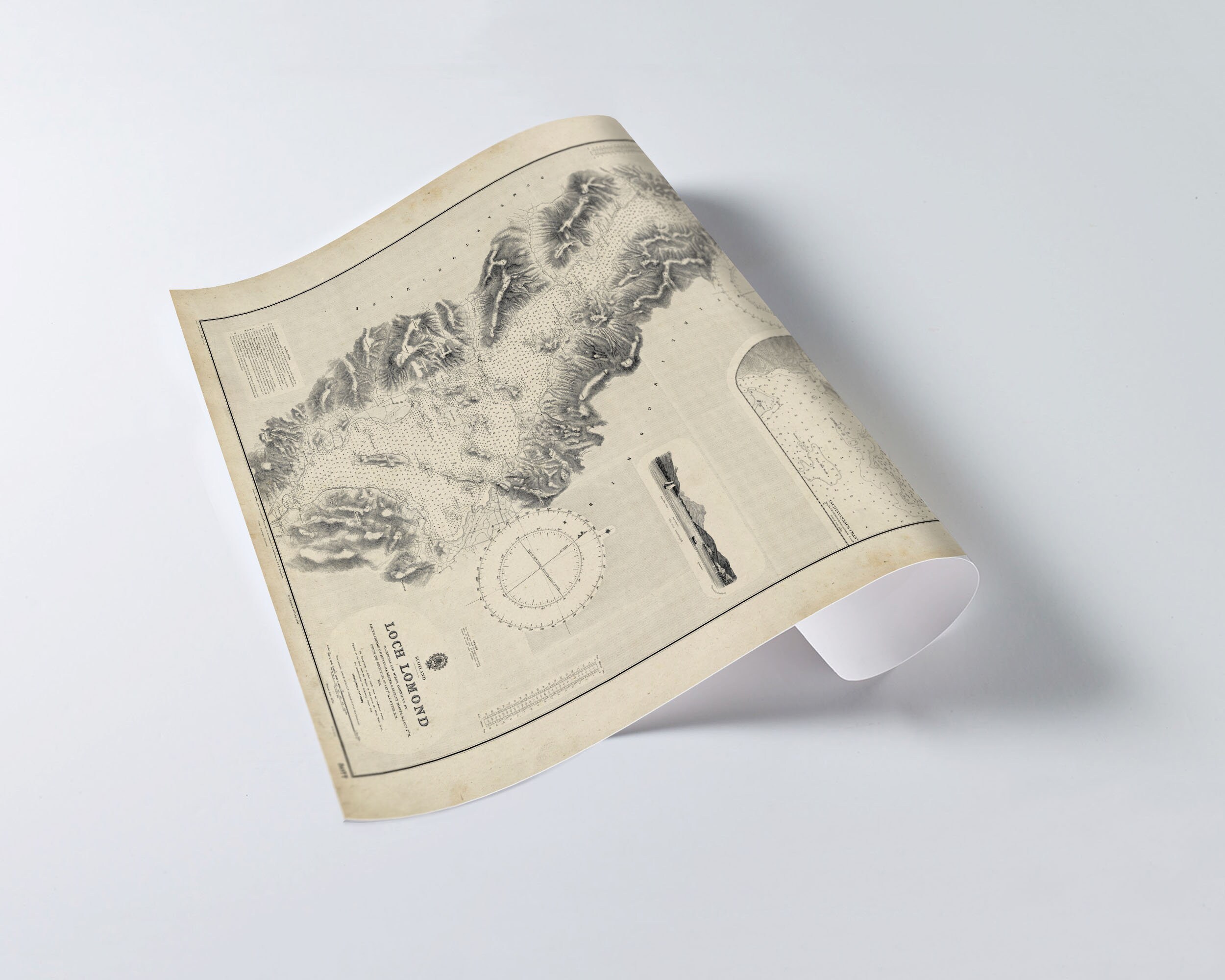 Loch Lomond, Scotland | Old Map of Loch Lomond – Print – Nautical ...