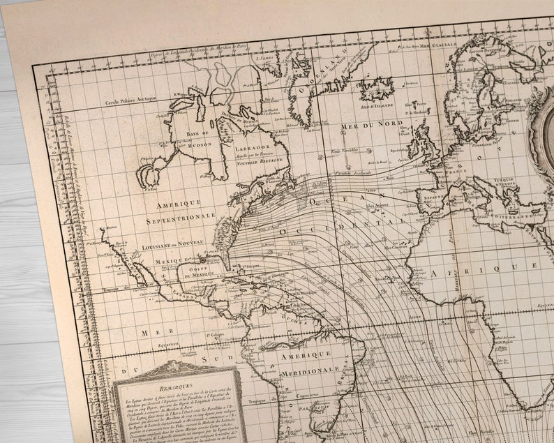 Old Sea Chart of the World | Historical Nautical Sea Atlas, Map Print ...