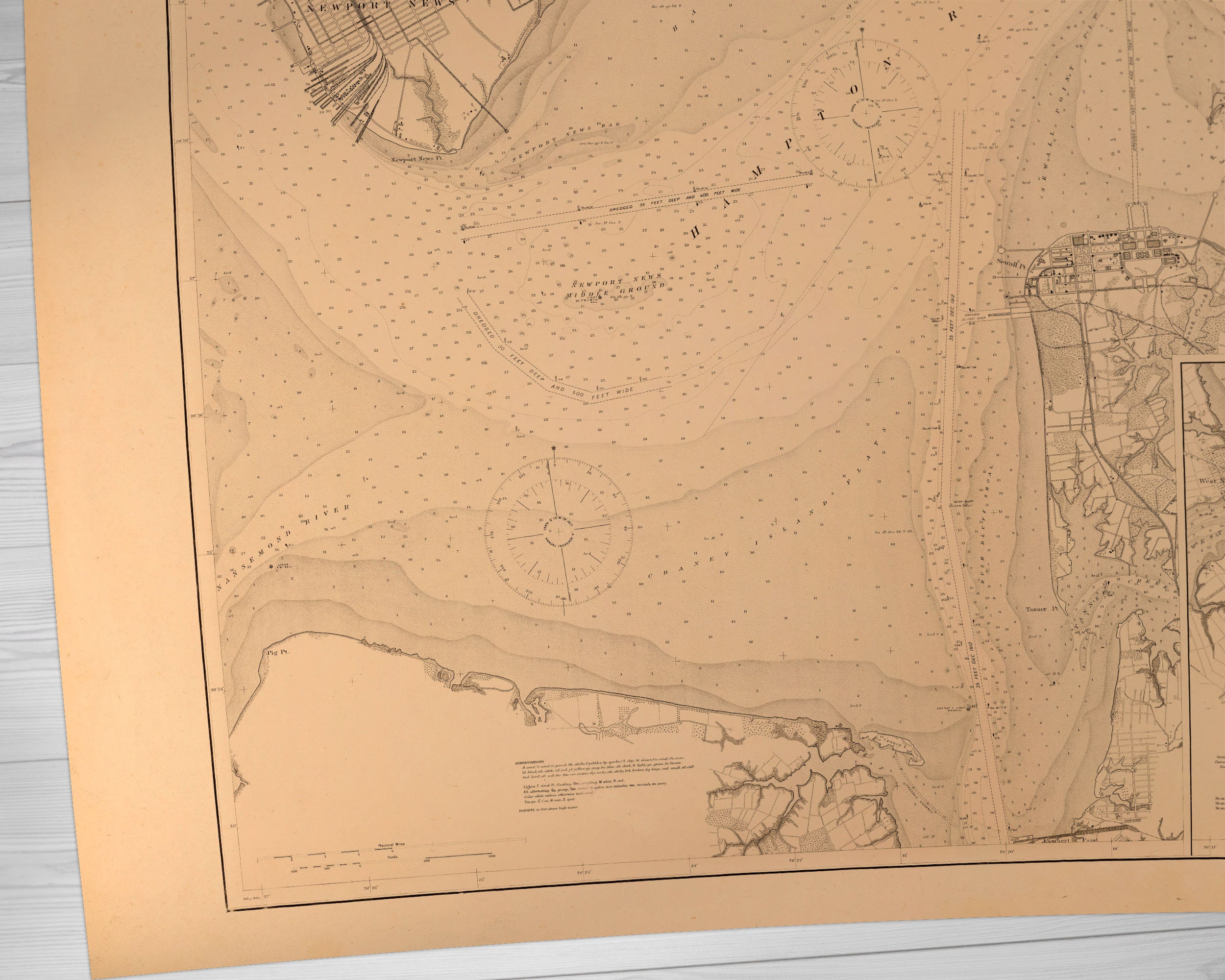 Hampton Roads | Historical Map Print of Hampton Roads – Virginia USA ...