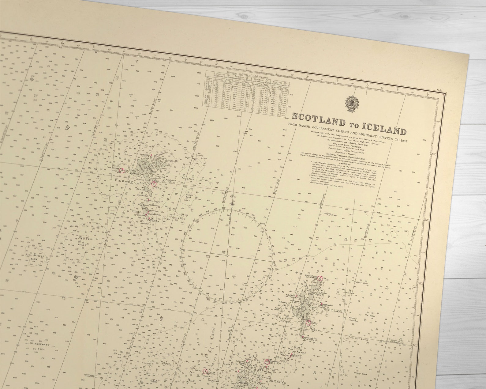 Scotland to Iceland Vintage, Historical Sea Chart Giclée Reproduction ...