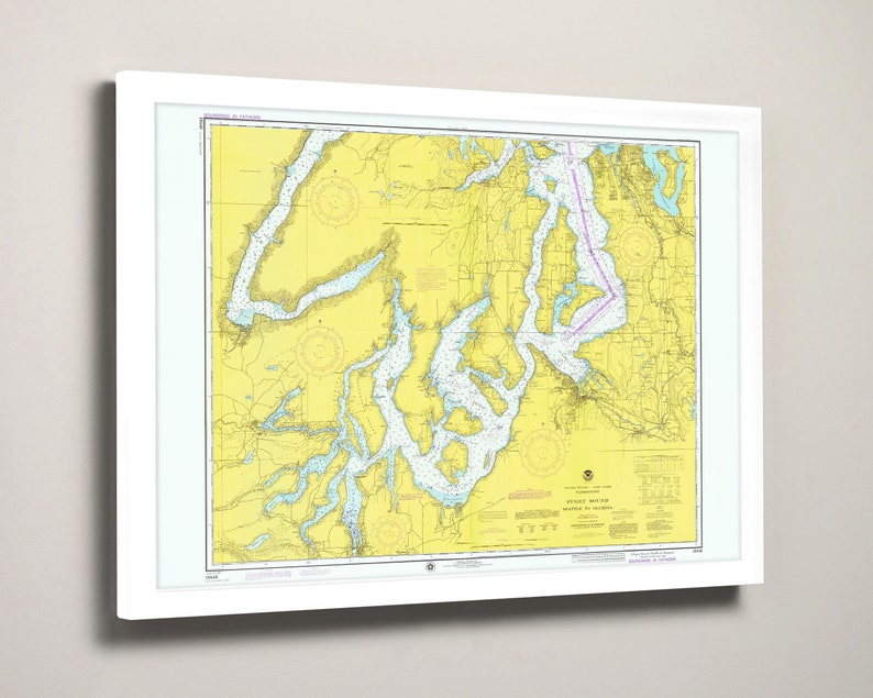 Puget Sound, Including Gig Harbor | Antique Nautical Map Print ...