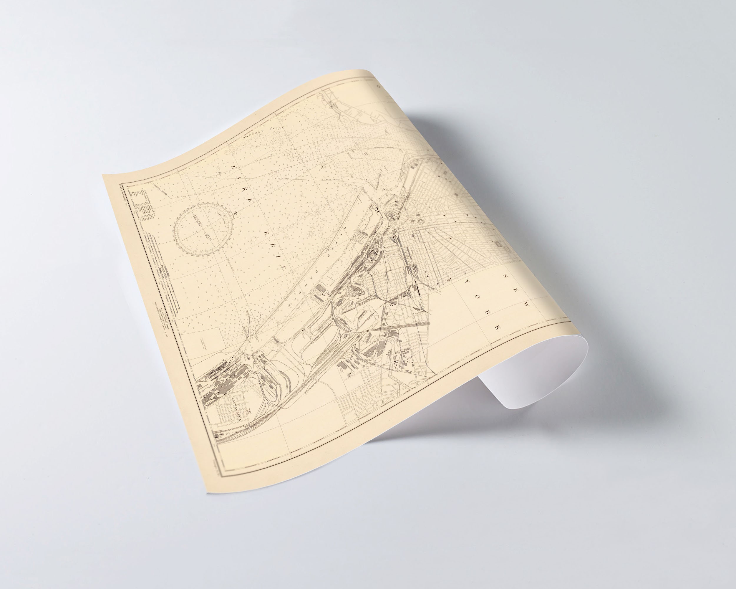 Buffalo Harbor | Vintage Nautical Sea Chart Print - Buffalo, NY, New ...