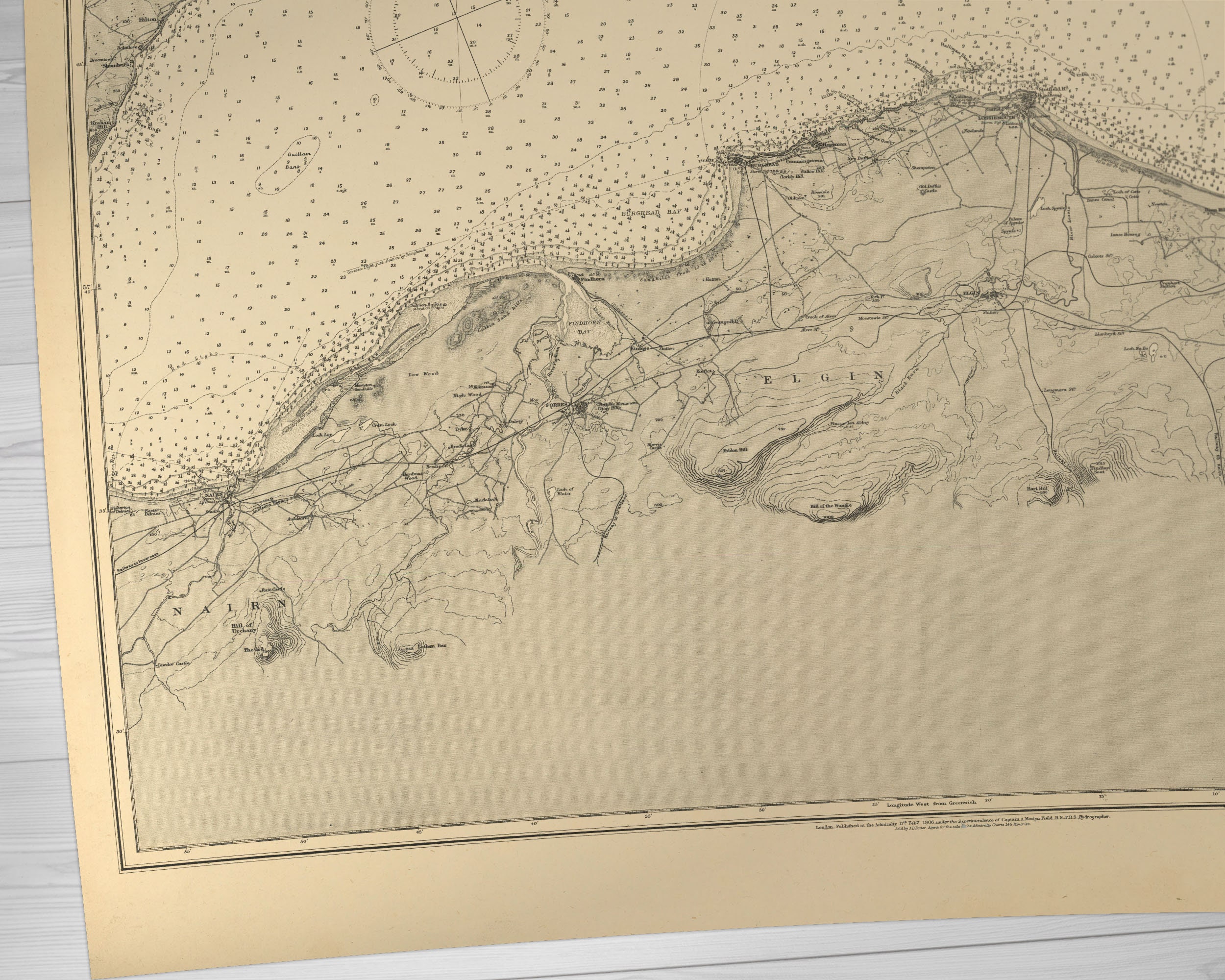 Logie Bay | Old Map of Aberdeenshire – Sea Chart Print - Findhorn ...