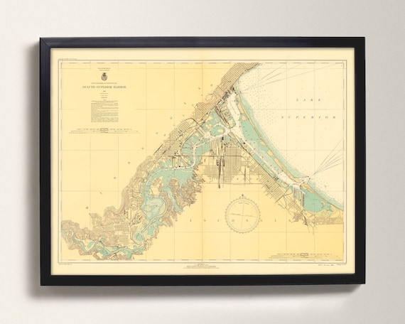 Duluth Harbor Old Map of Duluth Print Minnesota Harbour | Etsy