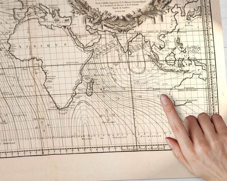 Old Sea Chart of the World | Historical Nautical Sea Atlas, Map Print ...