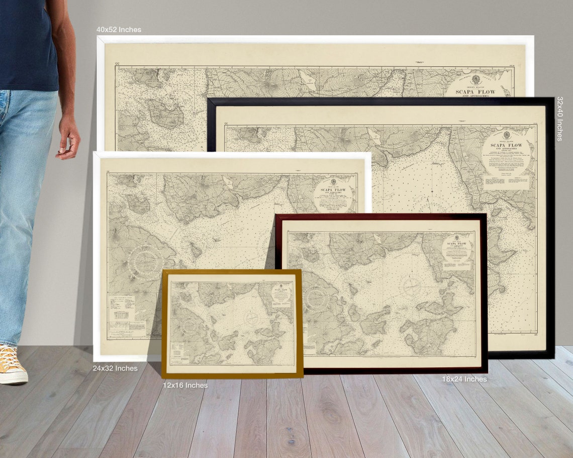 Scapa Flow Historical Maritime Sea Chart Print old Map of - Etsy