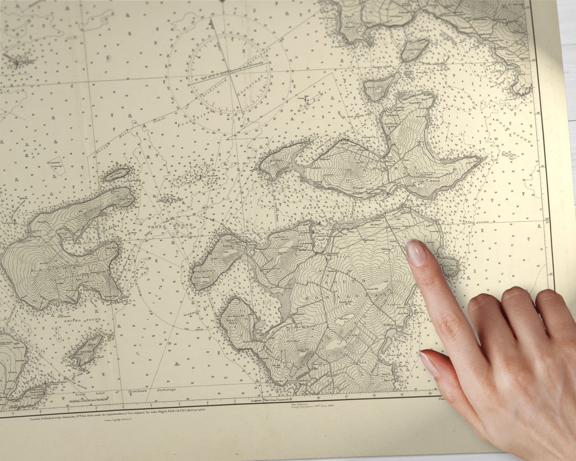 Scapa Flow Historical Maritime Sea Chart Print old Map of - Etsy
