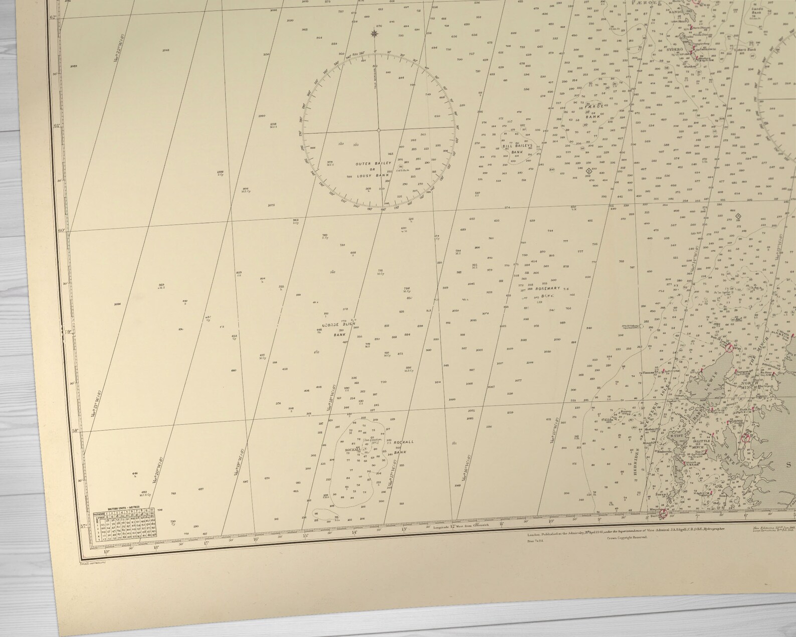 Scotland to Iceland Vintage, Historical Sea Chart Giclée Reproduction ...